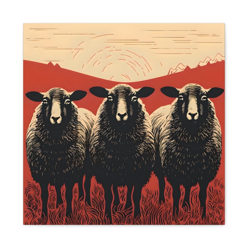 Canvas Sheep Wall Art Modern Minimalist Sheep Design Print Canvas Farm ...