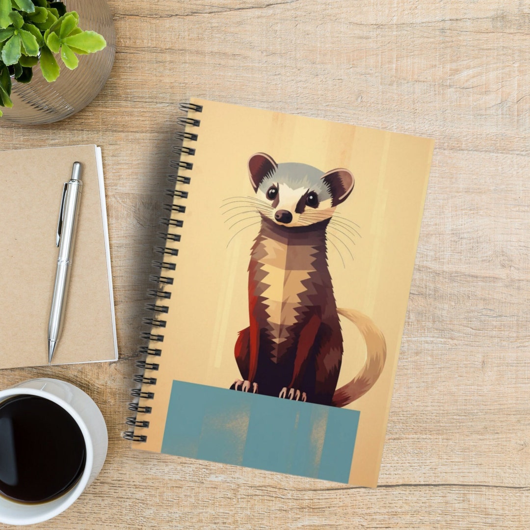 Spiral Notebook Ferret Gift Ideas for Friend Modern Art Ferrets Journal ...