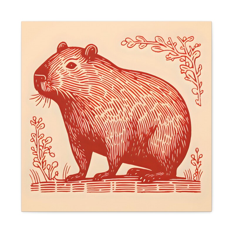 Canvas Capybara Wall Art Modern Minimalist Capybaras Design Print ...