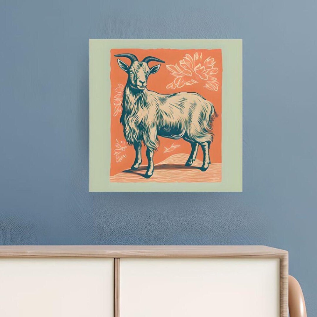 Canvas Goat Wall Art Modern Minimalist Goats Design Print Canvas Farm ...