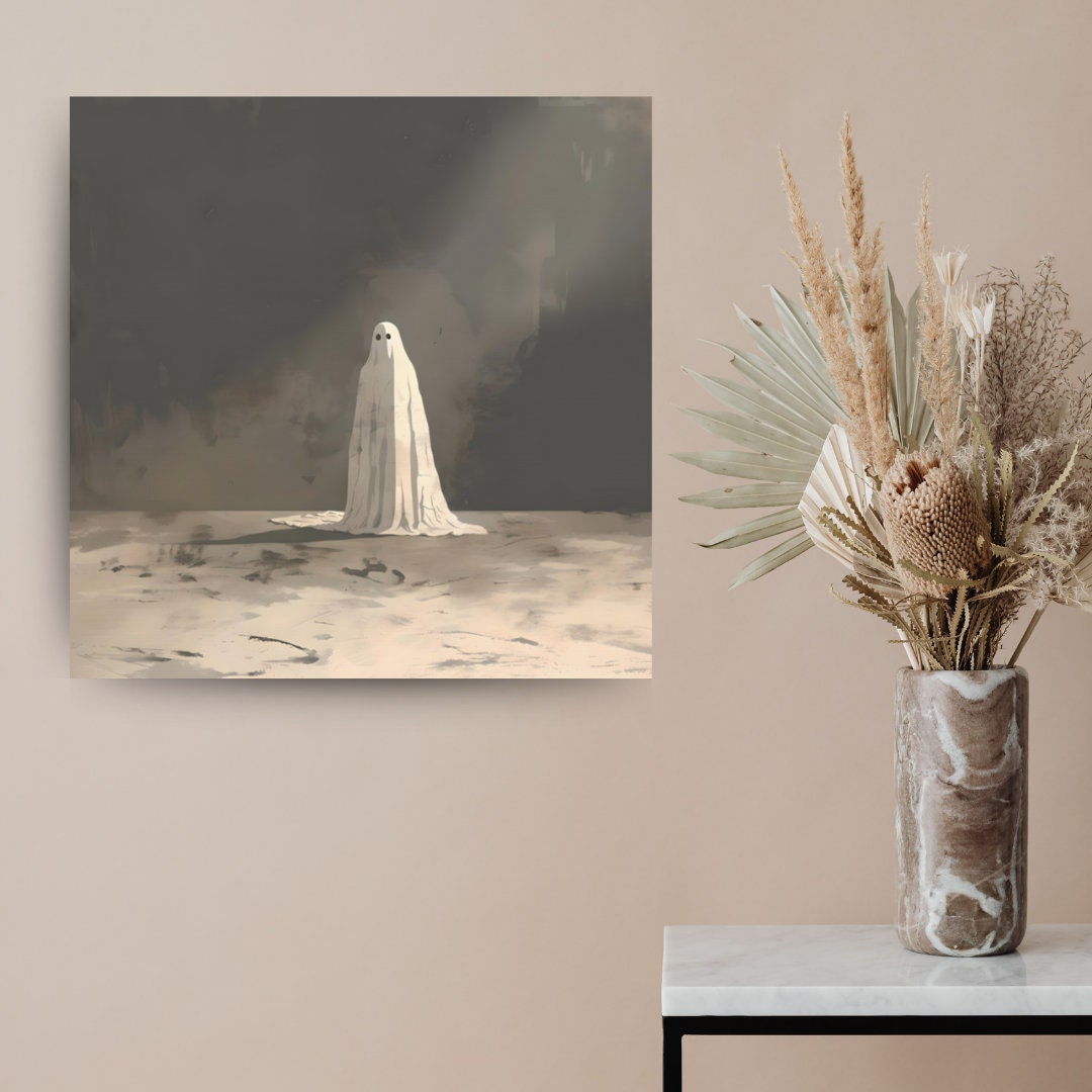 Canvas Ghost Wall Art Modern Minimalist Sheet Ghost Design Print Canvas ...