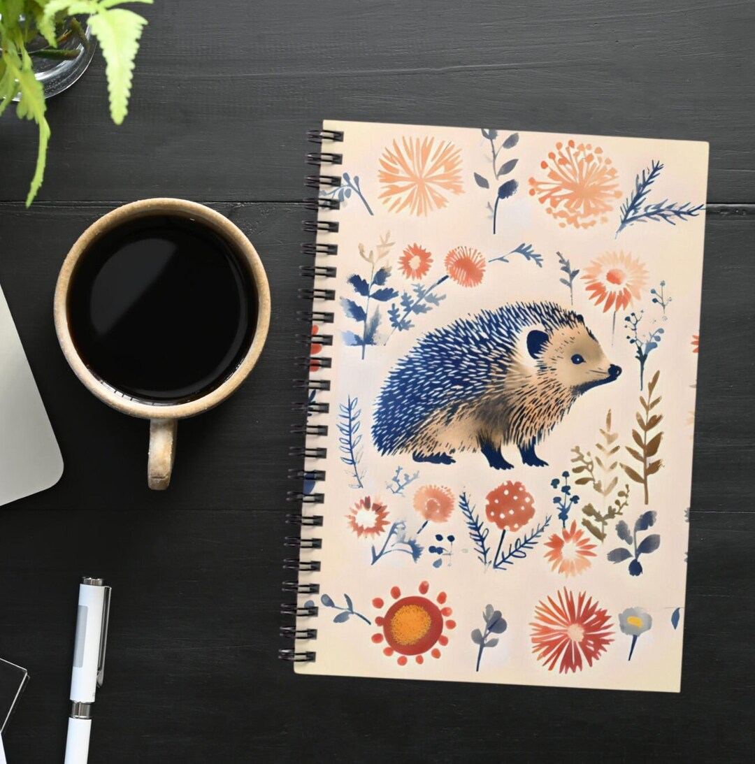 Spiral Notebook Hedgehog Gift Ideas for Friend Hedgehogs Modern Art ...