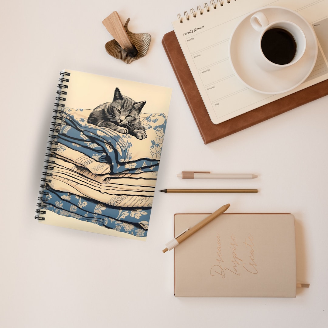 Spiral Notebook Laundry Cats Gift Ideas for Friend Cat Modern Art ...