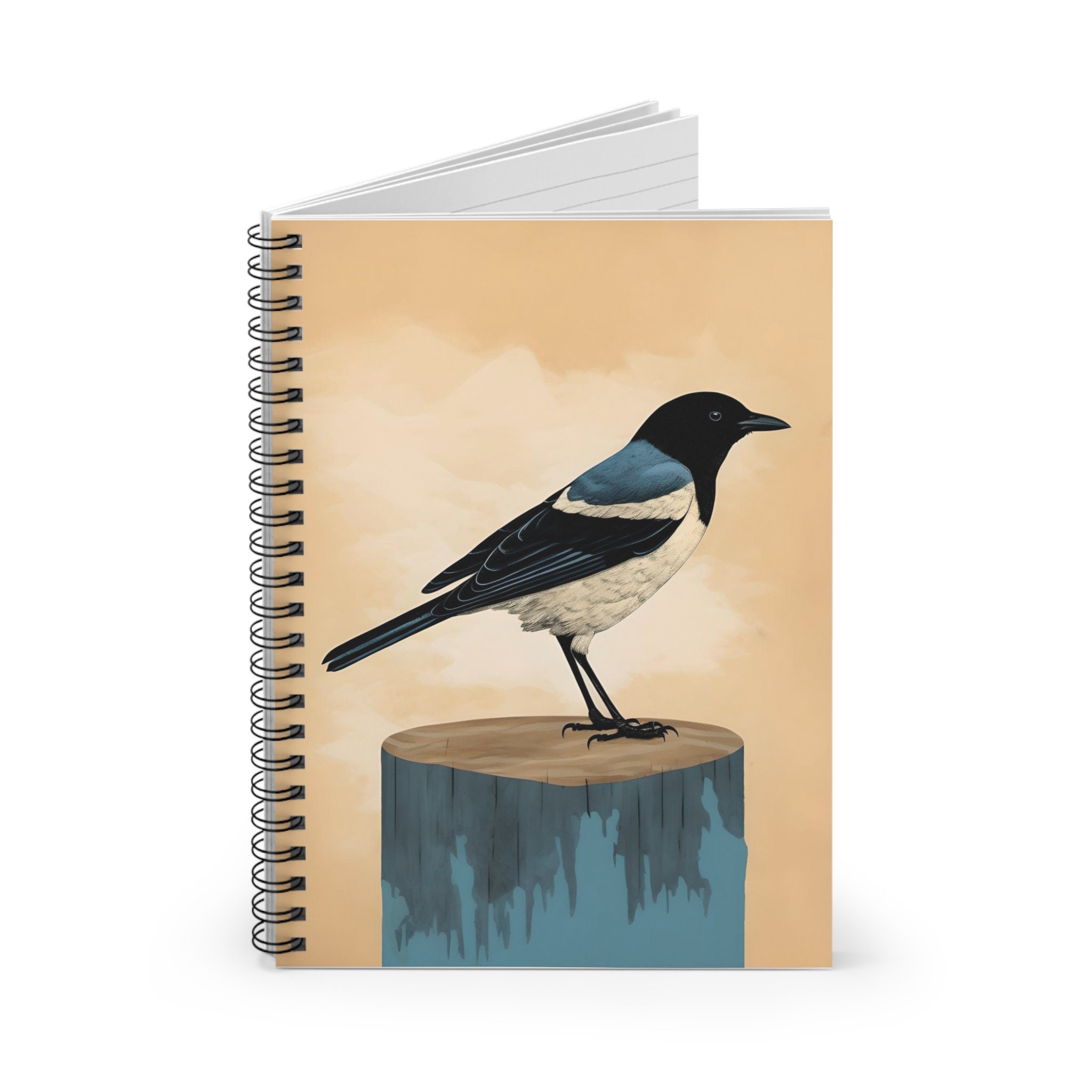 Spiral Notebook Magpie Gift Ideas for Friend Backyard Birds Modern Art ...