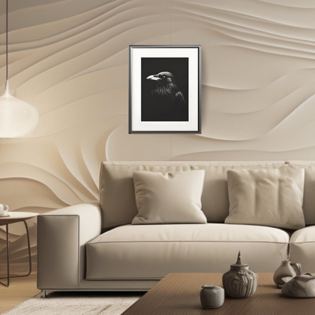 Minimalist Crow Passepartout Paper Frame - Matted Fine Art Print - Etsy