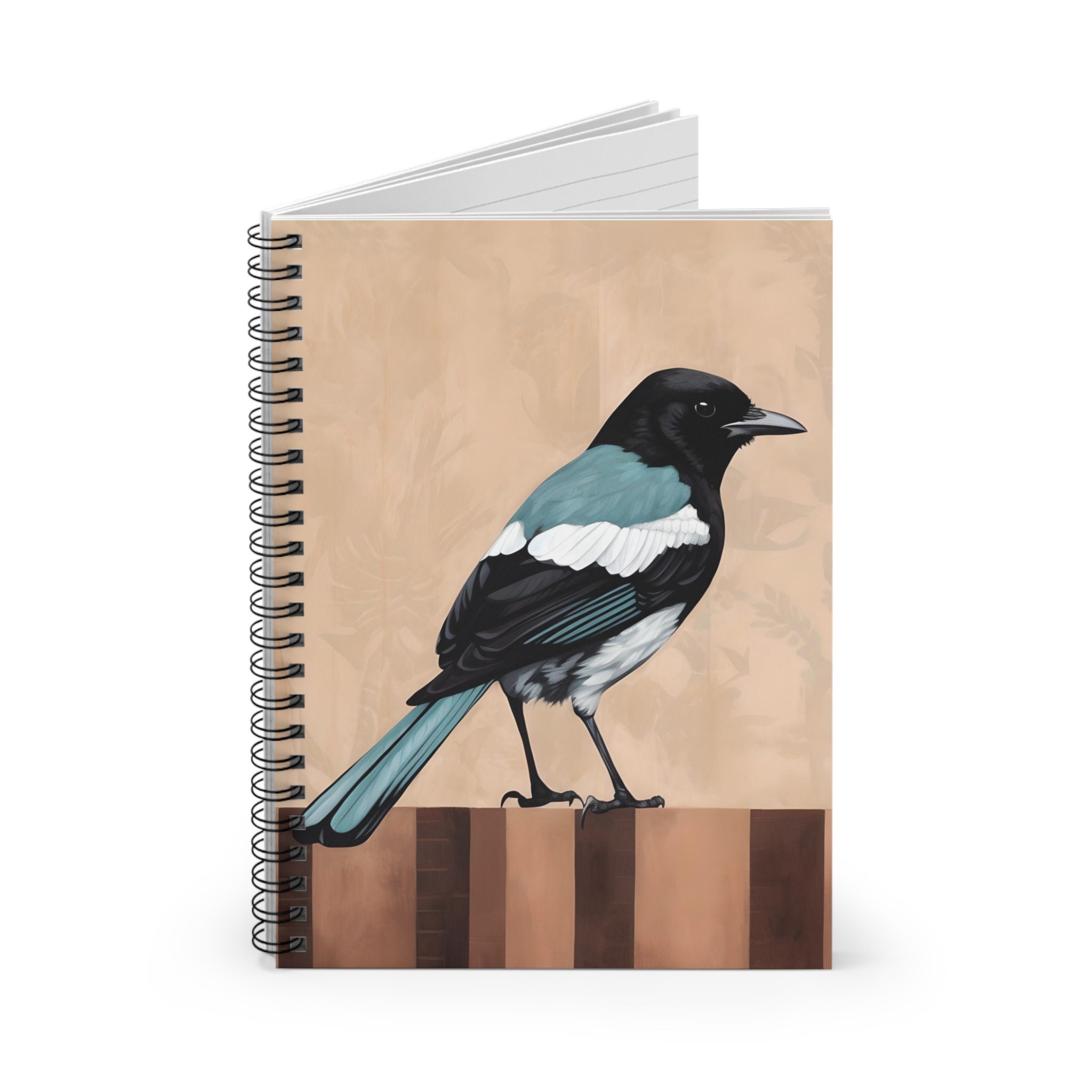 Spiral Notebook Magpie Gift Ideas for Friend Backyard Birds Modern Art ...