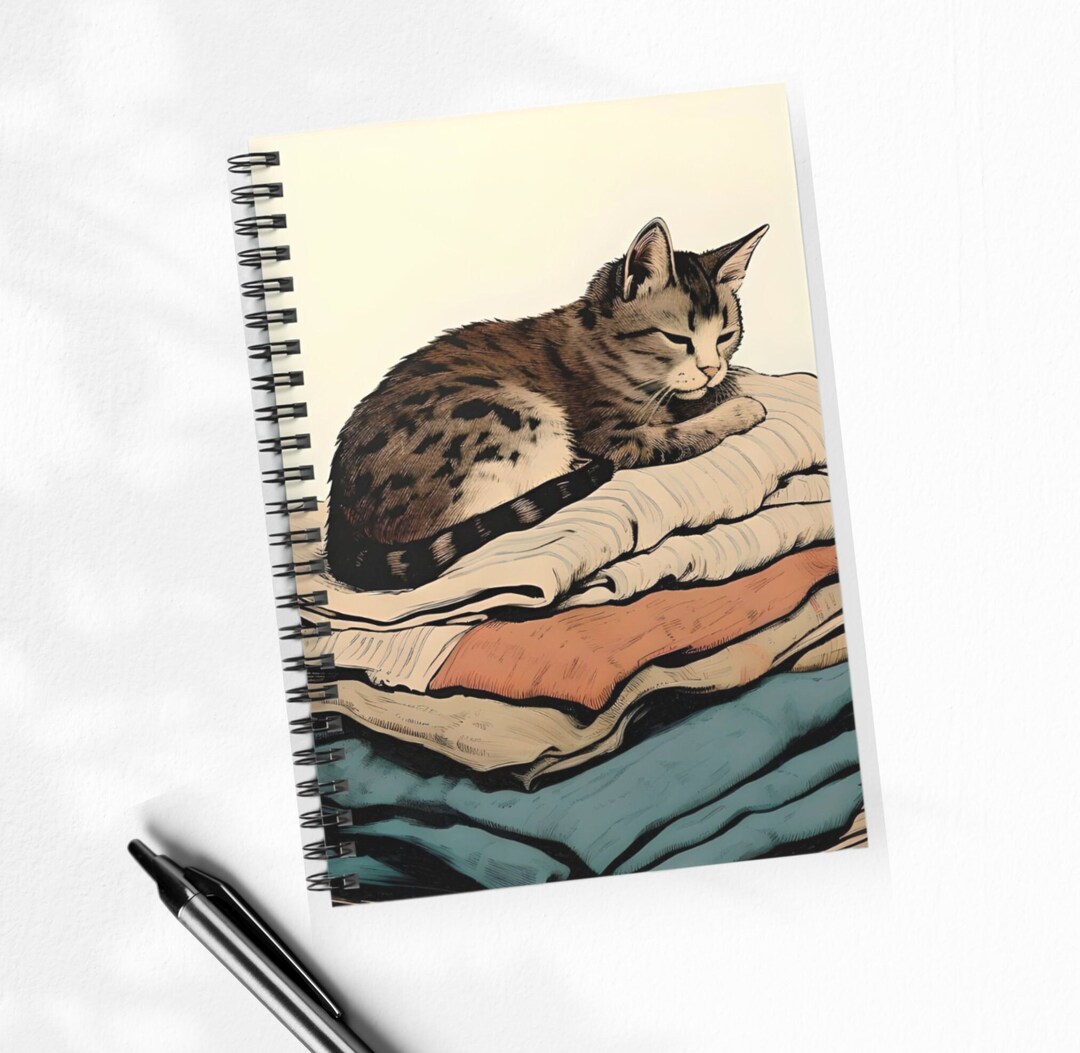 Spiral Notebook Laundry Cats Gift Ideas for Friend Cat Modern Art ...