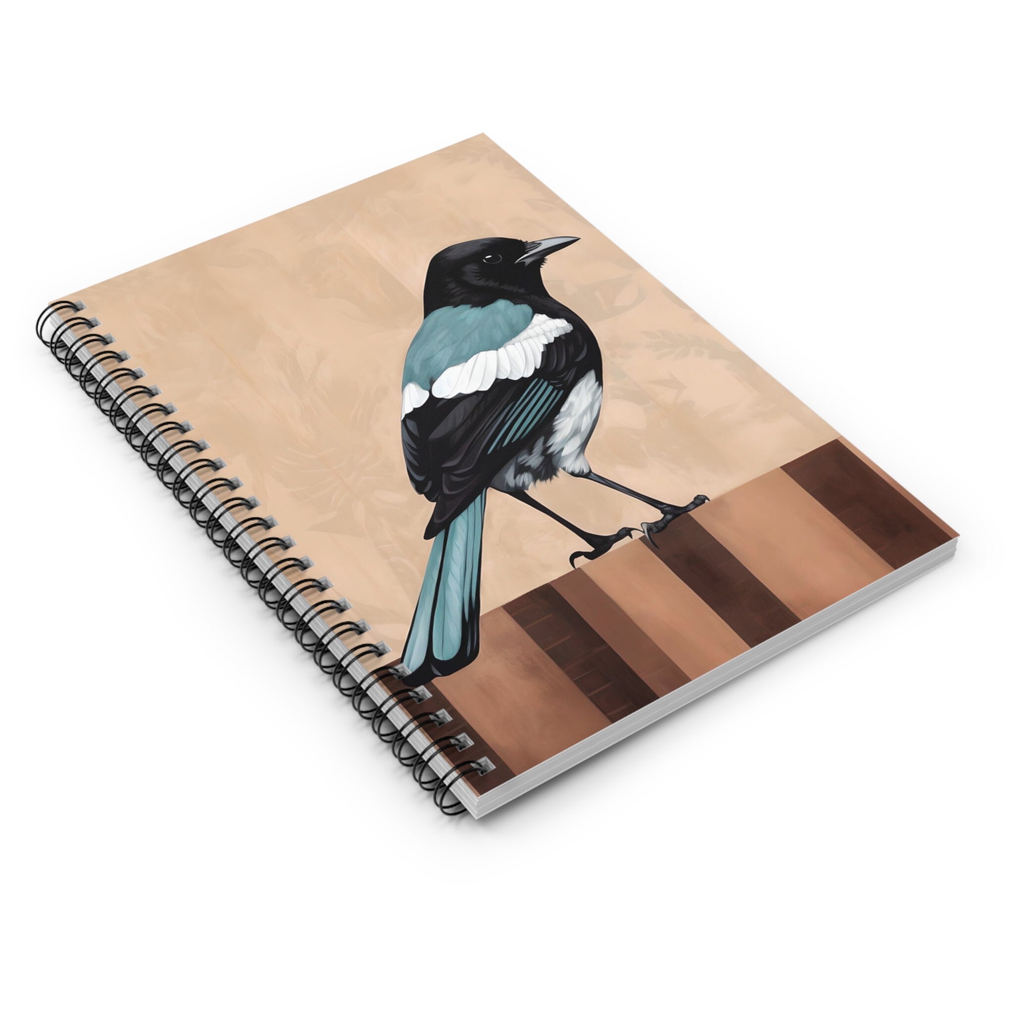Spiral Notebook Magpie Gift Ideas for Friend Backyard Birds Modern Art ...