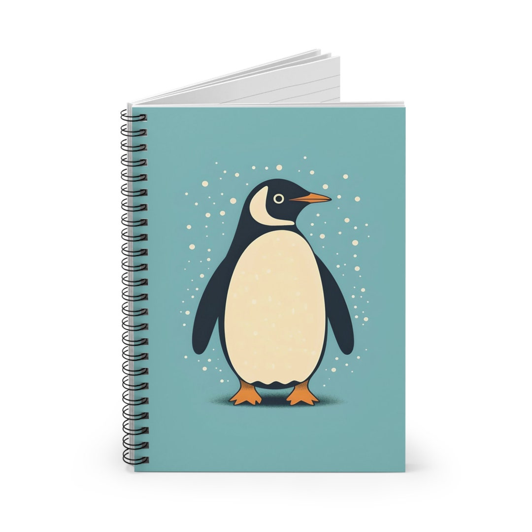 Spiral Notebook Penguin Gift Ideas for Friend Exotic Birds Modern Art ...