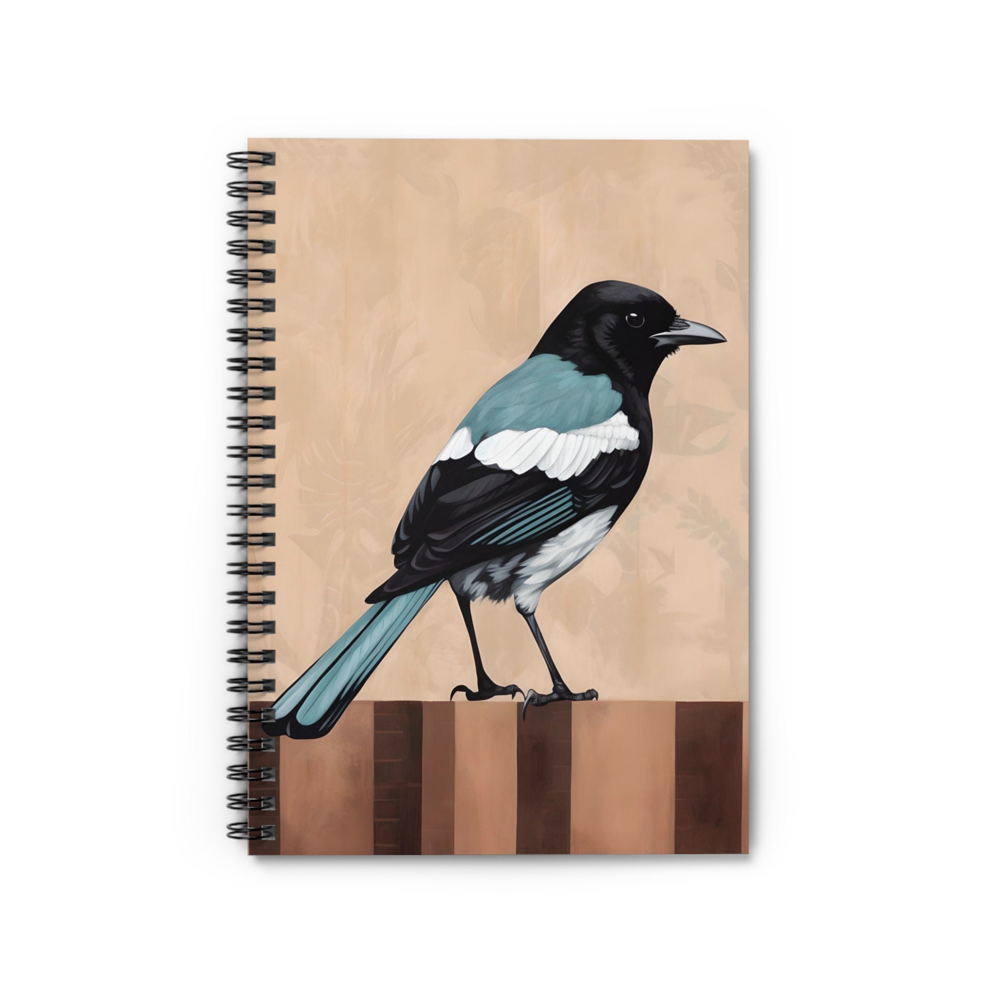 Spiral Notebook Magpie Gift Ideas for Friend Backyard Birds Modern Art ...