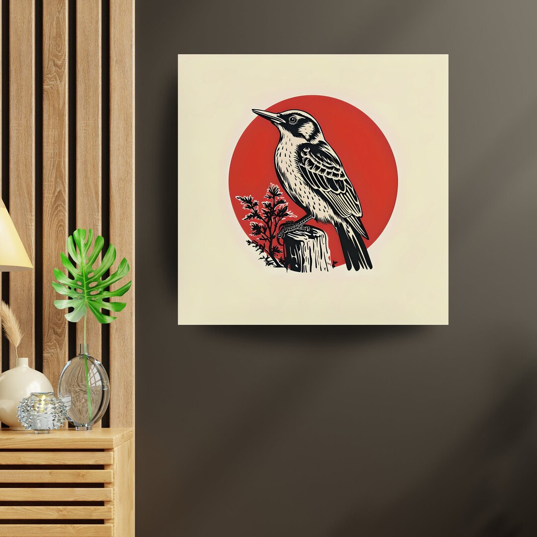Canvas Woodpecker Wall Art Modern Minimalist Woodpeckers Design Print ...