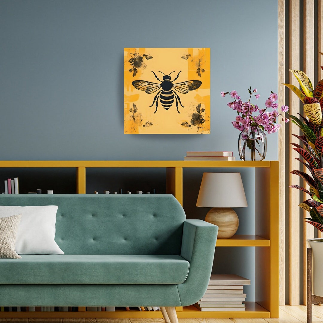 Canvas Bee Wall Art Modern Minimalist Bumble Bee Design Print Canvas ...