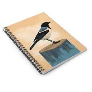 Spiral Notebook Magpie Gift Ideas for Friend Backyard Birds Modern Art ...