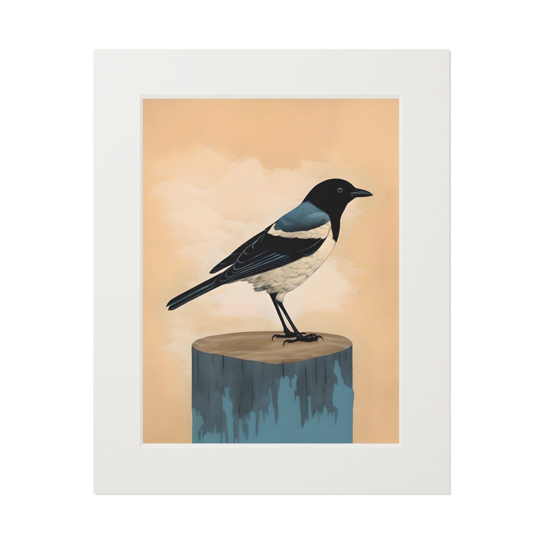 Magpie Print Design - Vintage Art - Fine Art Print - Etsy