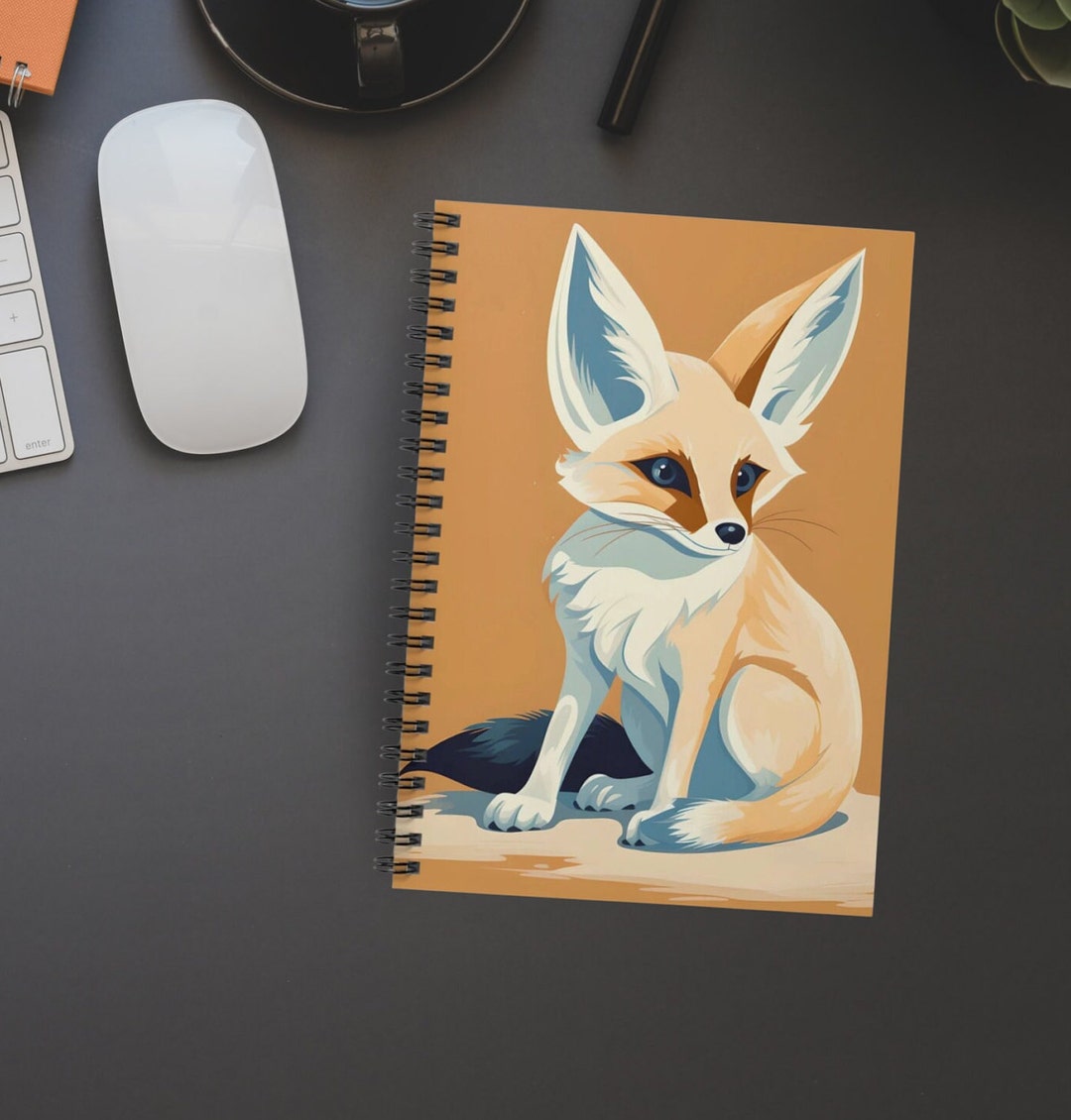 Spiral Notebook Fennec Fox Gift Ideas for Friend Modern Art Journal Cute Minimalist Foxes Retro ...