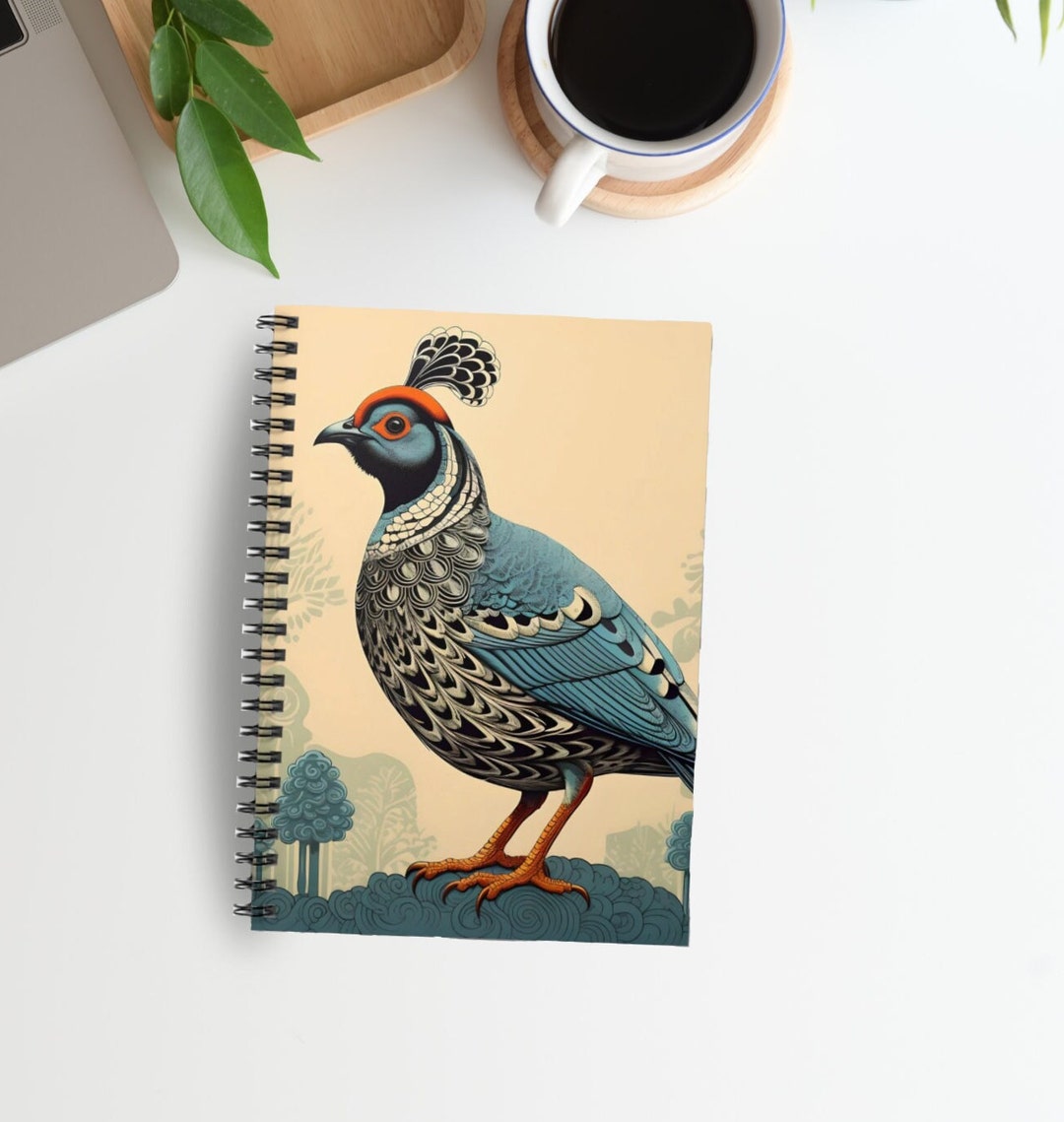 Spiral Notebook Quail Gift Ideas for Friend Modern Art Quails Journal ...
