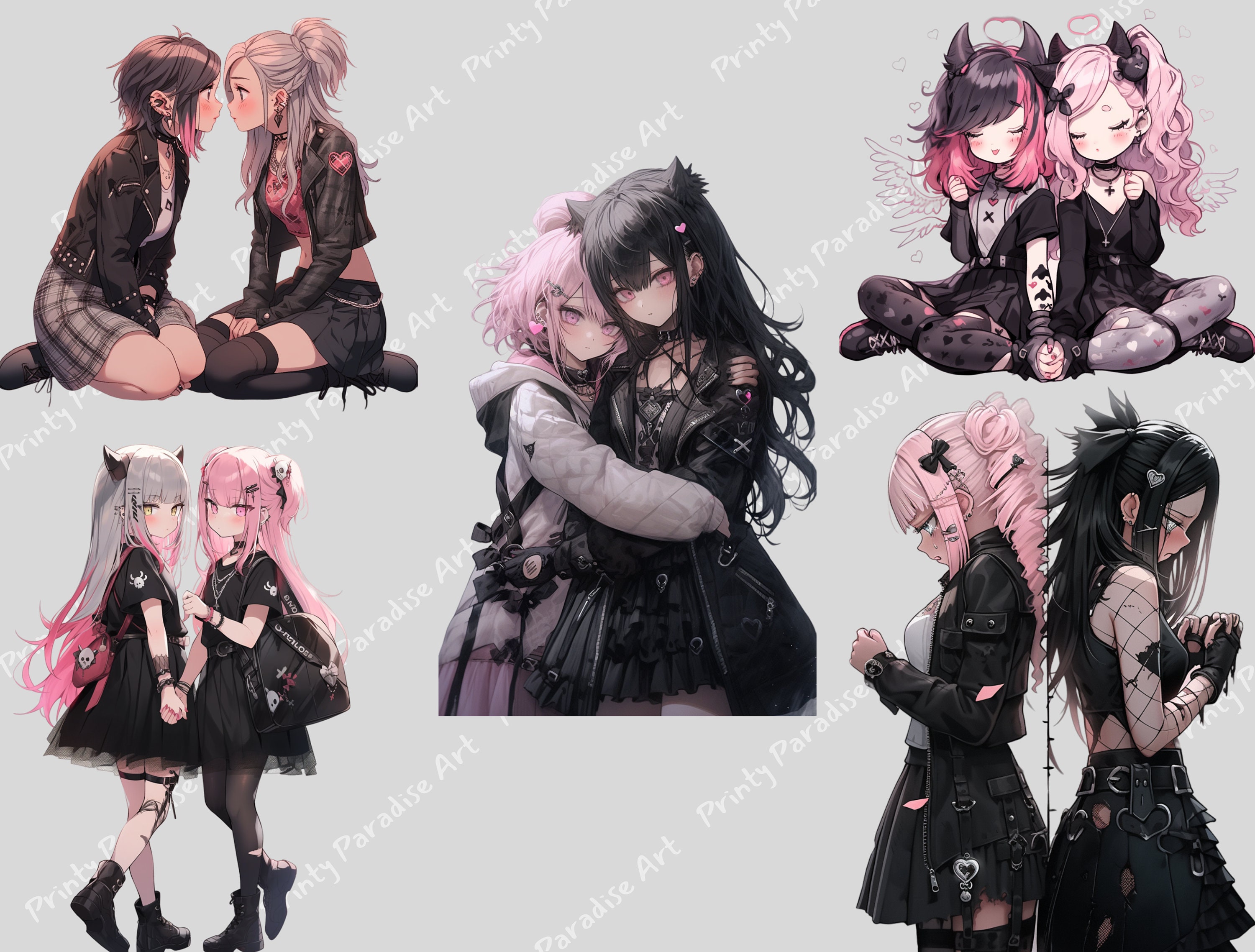 20+ Gothic Anime Girlfriend PNG Bundle, Dark Waifu Clipart, Yandere E ...