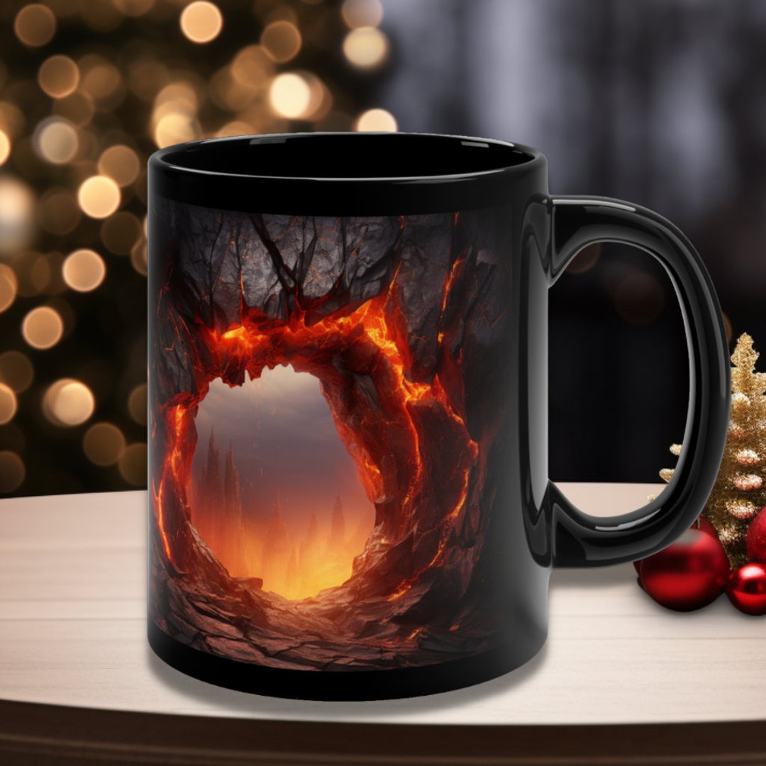 3D Lava Cave Mug Wrap Black Mug 11oz & 15oz Mug Sublimation - Etsy