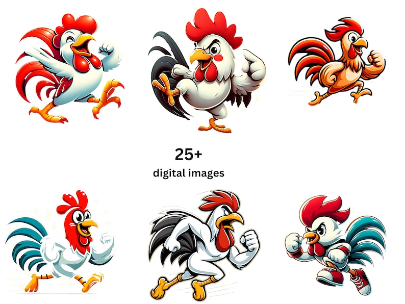 Cool Rooster Clipart PNG Bundle, Commercial Use, Digital, Download ...