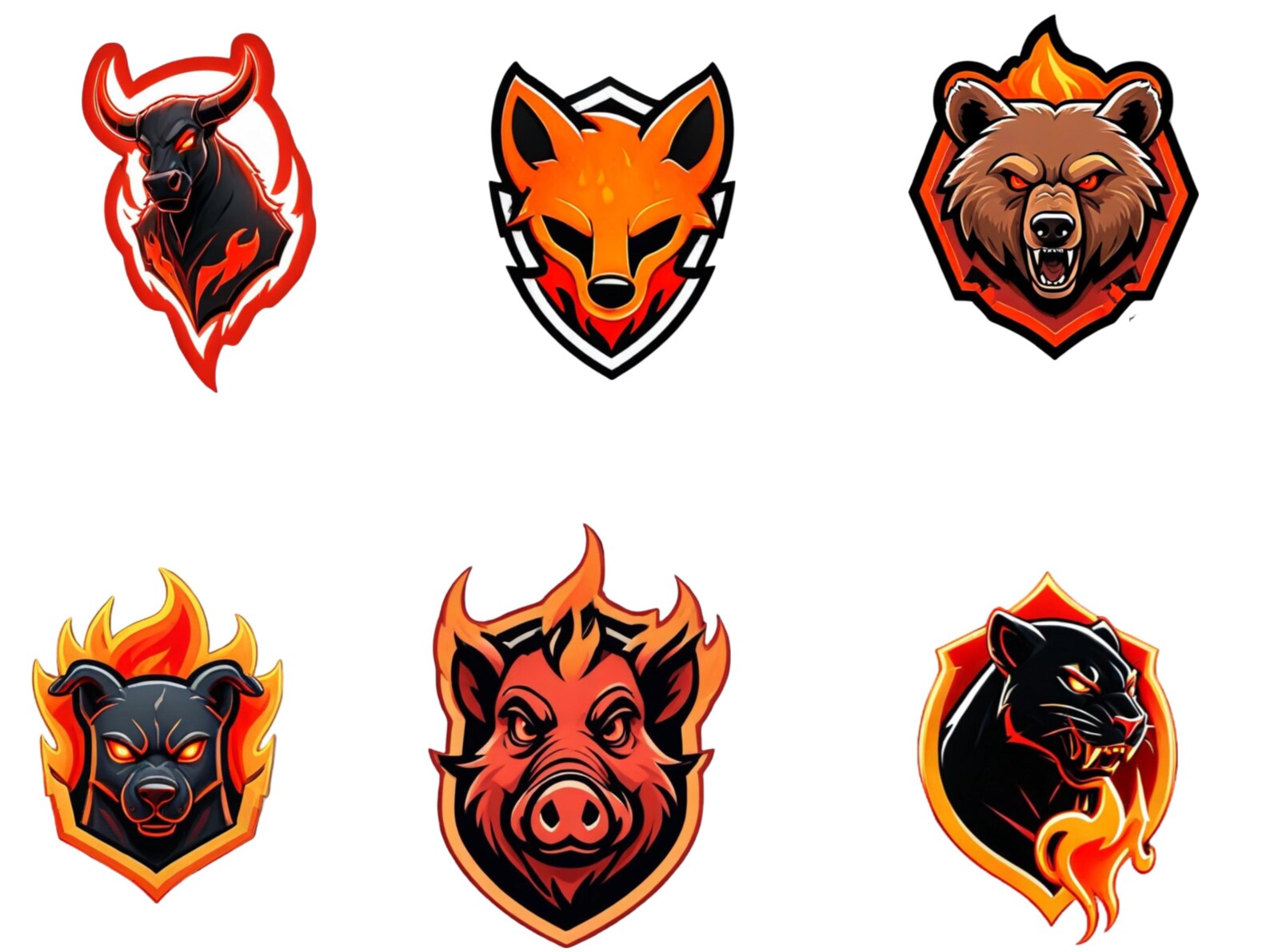 Animal Head Logo PNG Bundle,commercial Use, Digital, Download ...