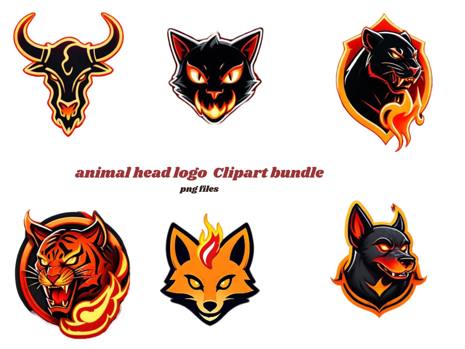 Animal Head Logo PNG Bundle,commercial Use, Digital, Download ...
