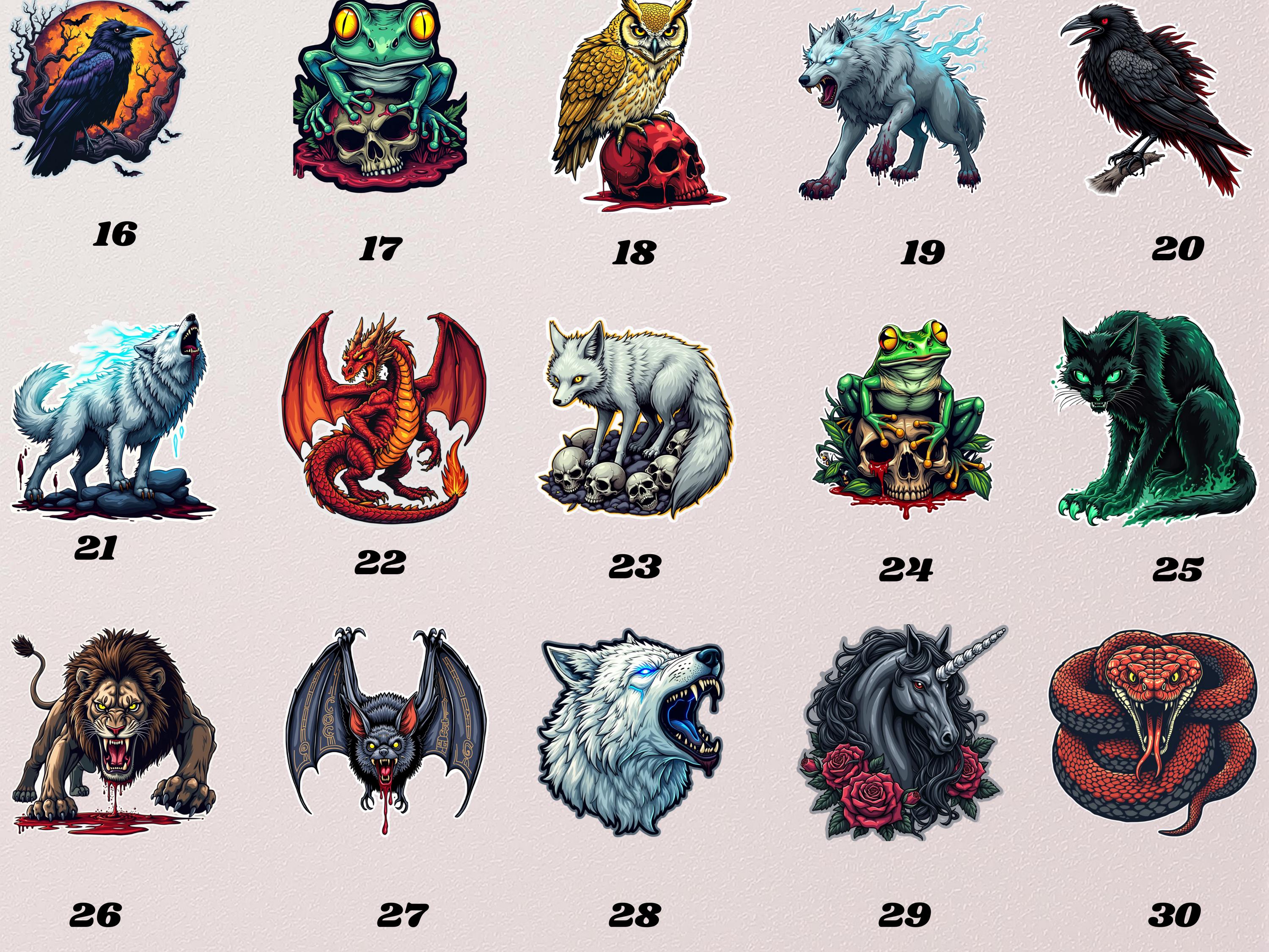 80+ Gothic Animal PNG Bundle, Dark Fantasy Beast Clipart, Mystical ...