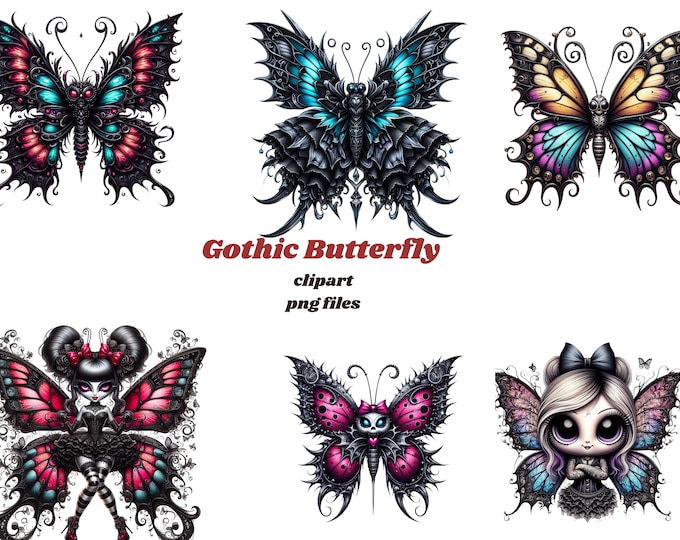 Gothic Butterfly Clipart, Butterfly Png, Gothic Clipart, Gothic Junk ...