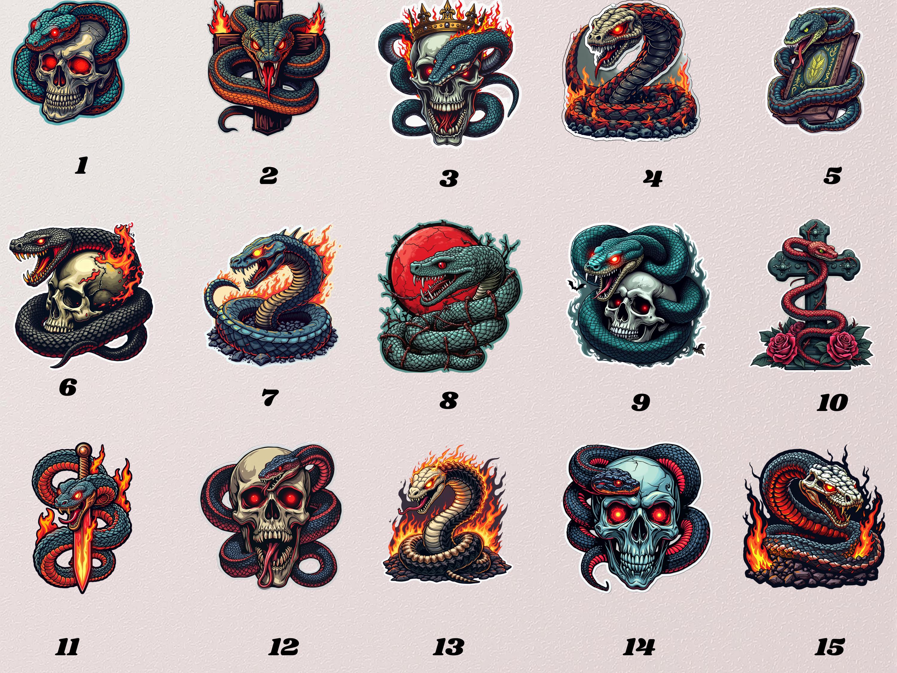 45+ Gothic Snake PNG Bundle, Dark Fantasy Skull Serpent, Tattoo Flash ...