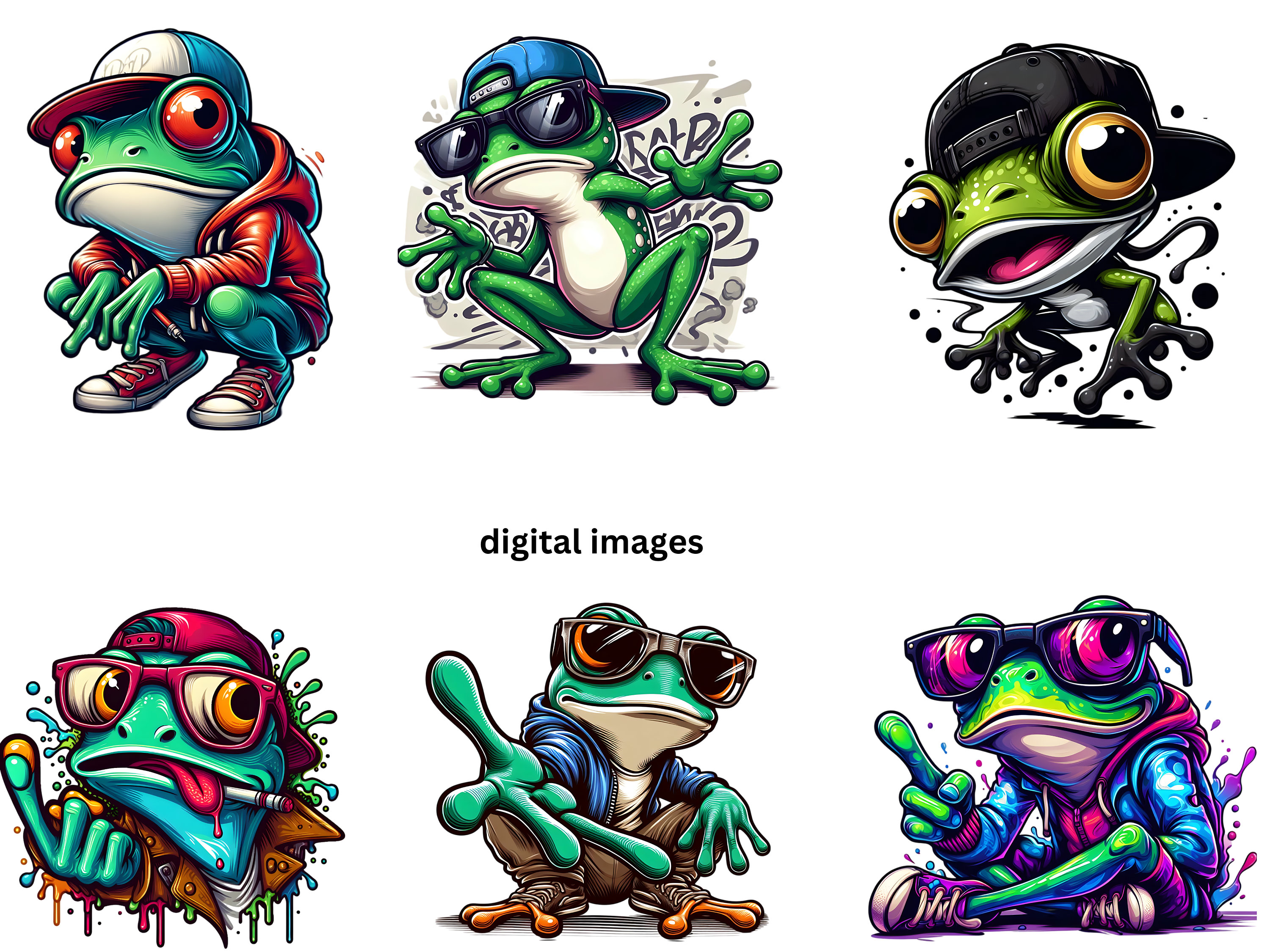 Cool Frog T-shirt Design PNG Bundle, Commercial Use, Digital, Download ...