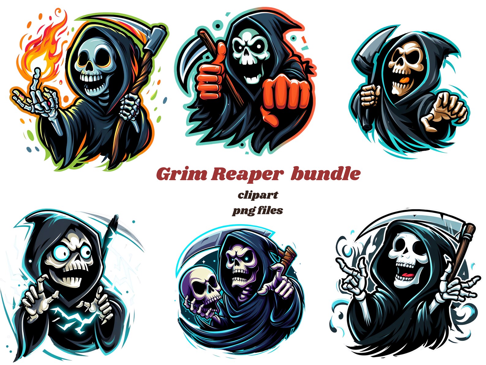 25+ Grim Reaper PNG Bundle, Angel of Death Clipart, Dark Fantasy Horror ...