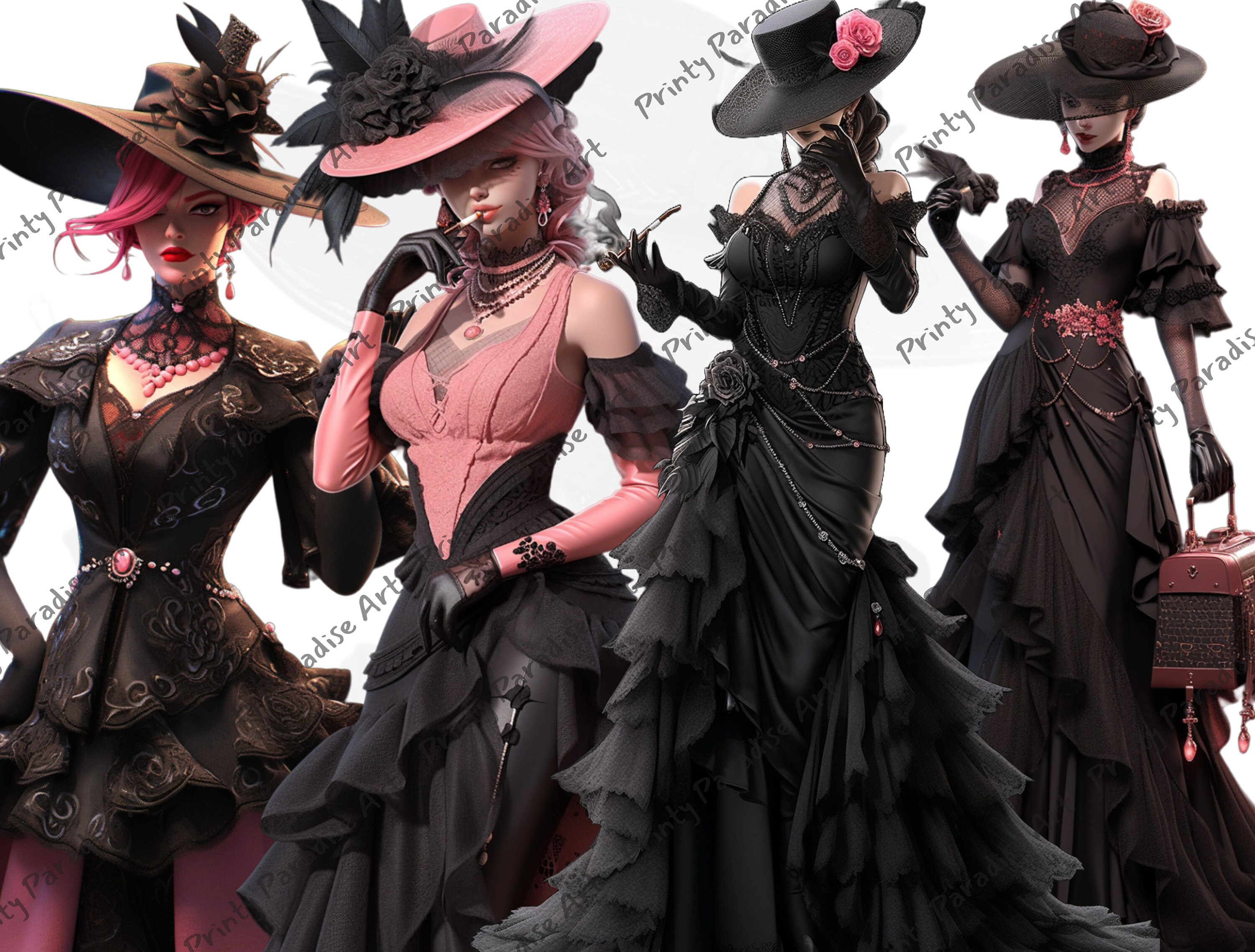 Gothic Victorian Clipart, Victorian Clothing, Victorian Decor Clipart ...