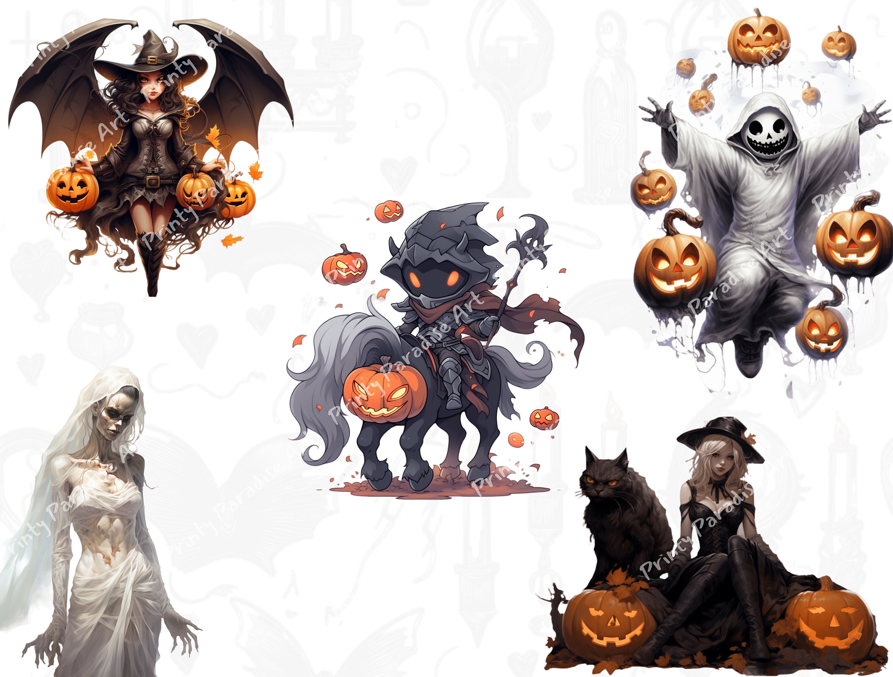 Cute Halloween Clipart, Cartoon Monsters, Digital Download, Sublimation ...