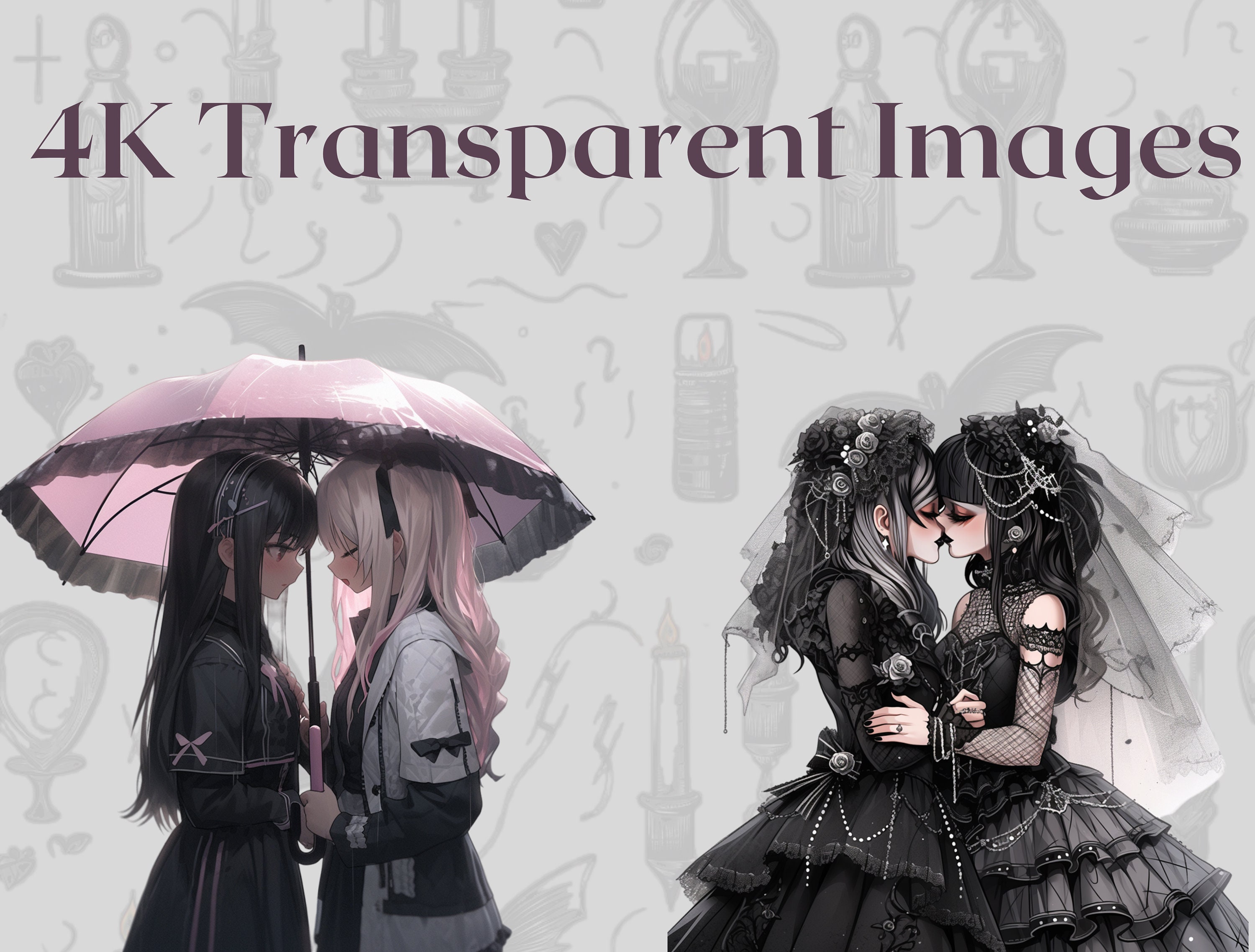Gothic Anime Girlfriend Clipart Bundle different Pose 20 - Etsy Australia