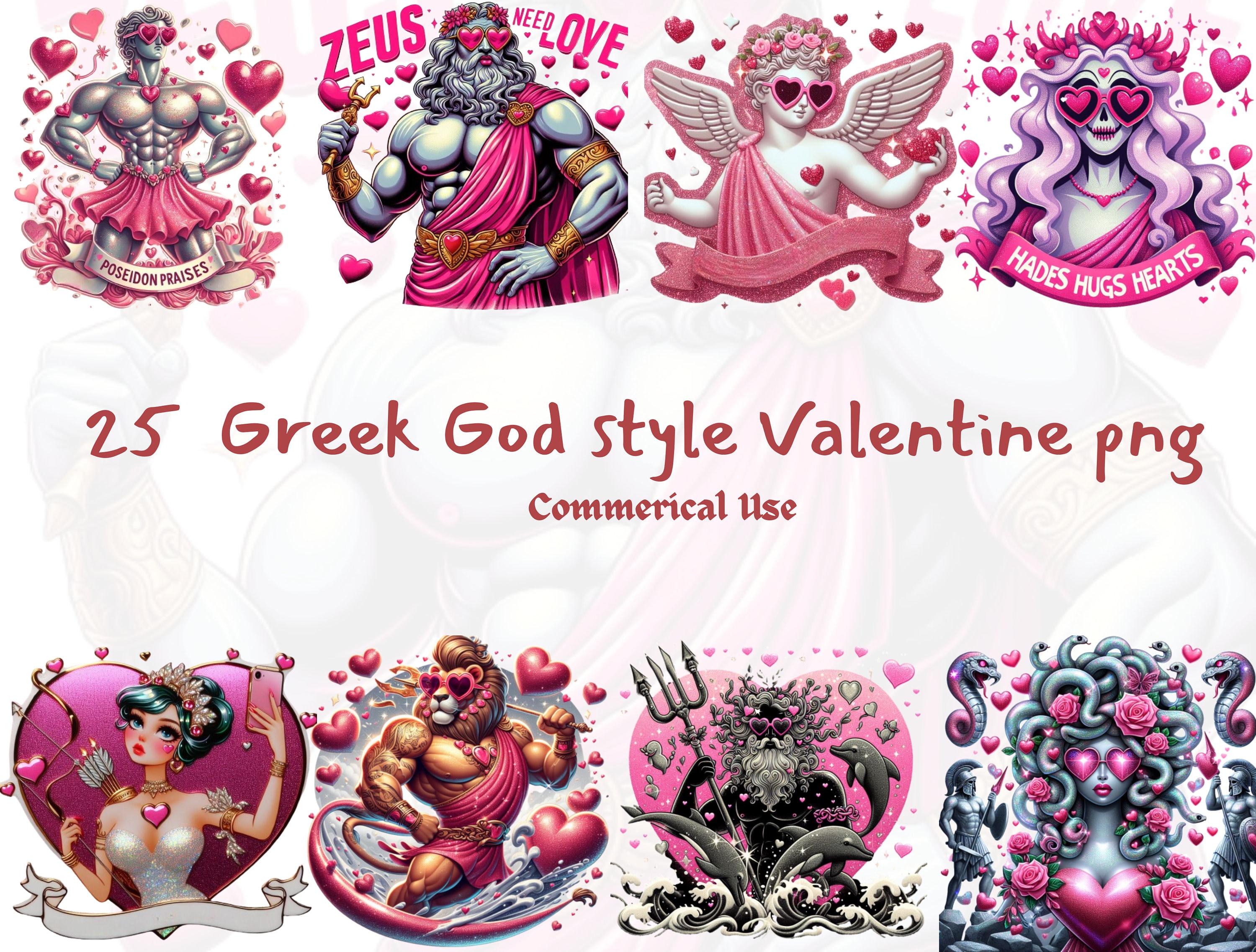 Valentine'd Day Greek Gods Cliparts Bundle 25 Files for Commercial ...