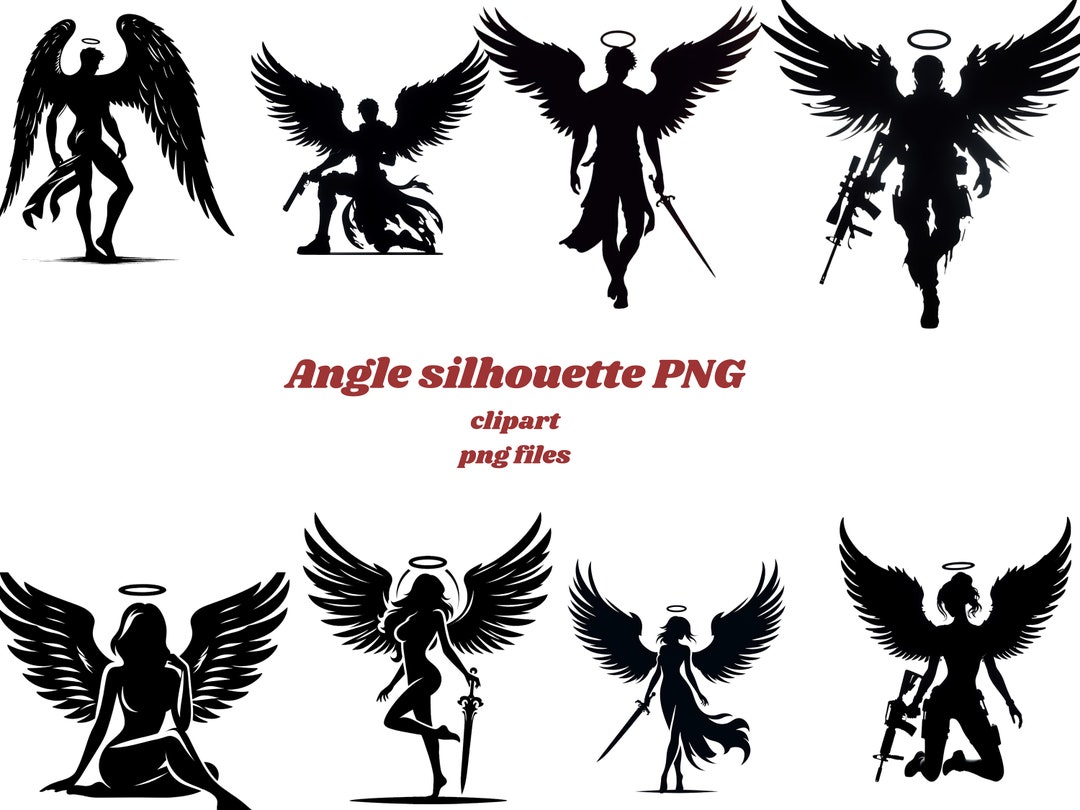 50+ Angel Silhouette Bundle, Angel, Angel PNG, Angels Silhouette, Angel ...