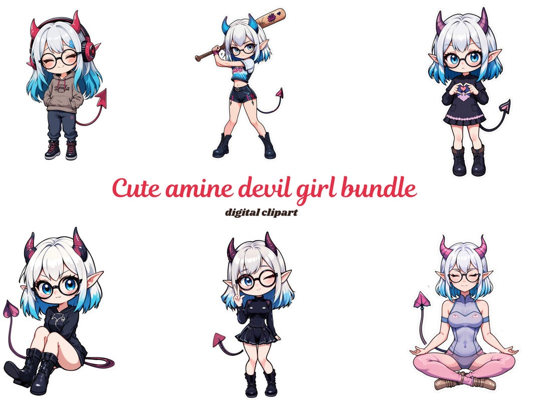 35+ Cute Chibi Devil Girl PNG Bundle, Kawaii Anime Demon Clipart ...