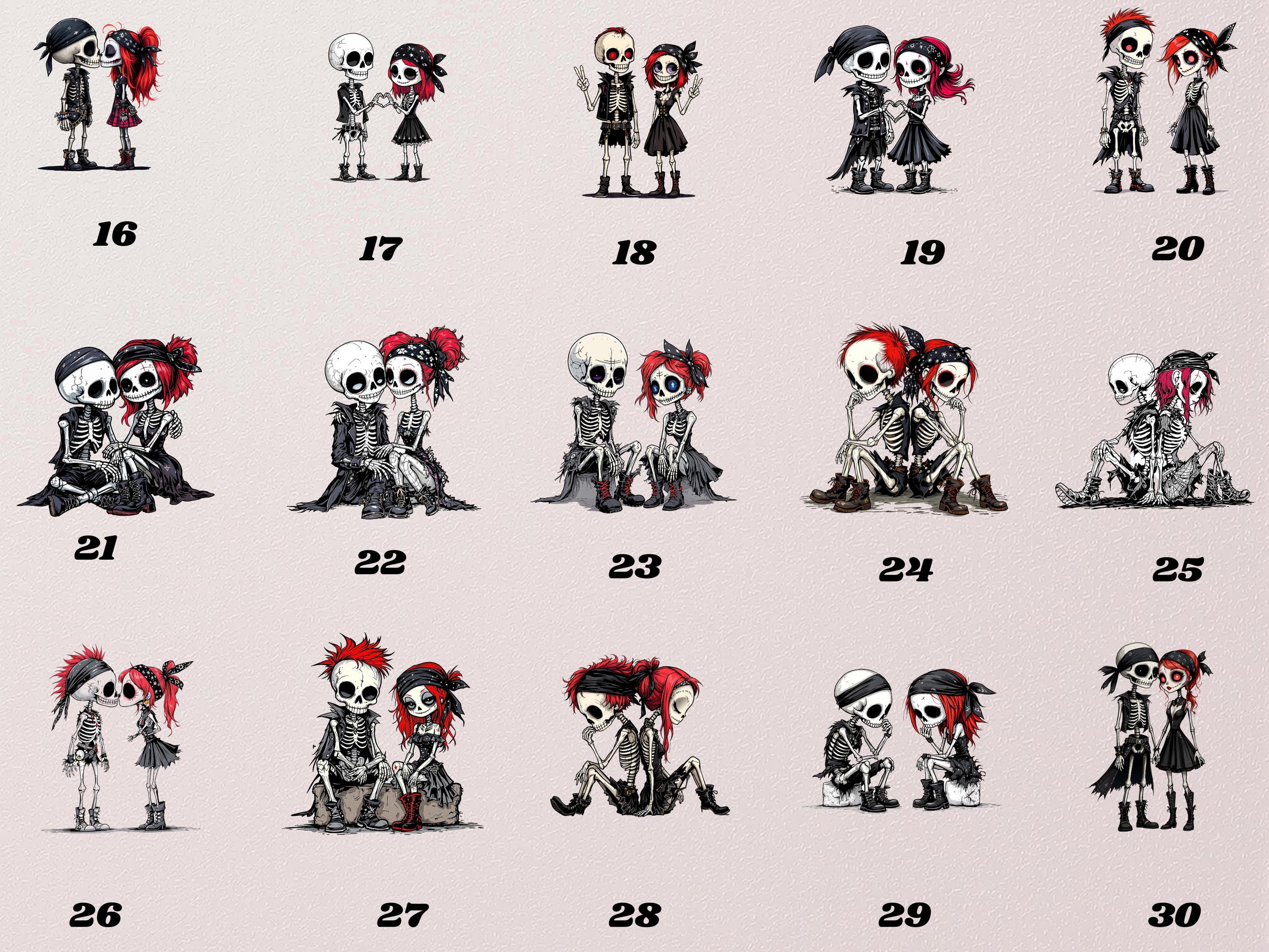 Skeleton Couple Bundle , Skeleton Couple Png, Gothic Love,love Clipart ...