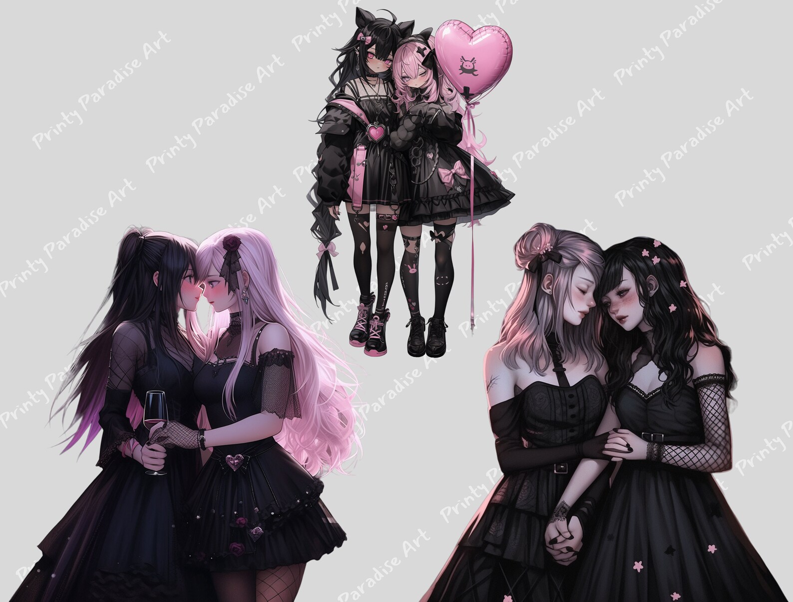 20+ Gothic Anime Girlfriend PNG Bundle, Dark Waifu Clipart, Yandere E ...