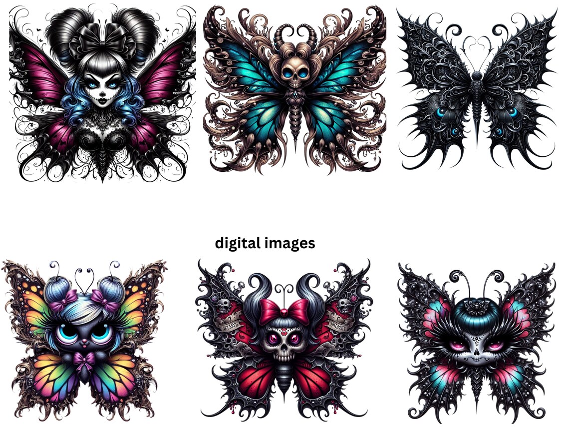 40+ Gothic Butterfly PNG Bundle, Dark Fantasy Moth Clipart, Mystical ...