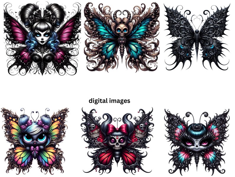 Gothic Butterfly Clipart, Butterfly Png, Gothic Clipart, Gothic Junk ...