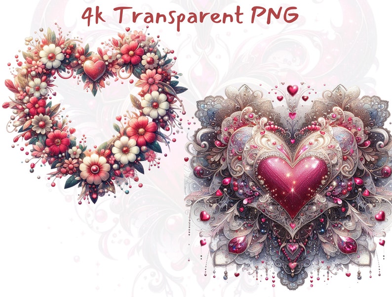 Watercolor Heart Valentine Clipart, 30 PNG Valentines Day Clipart ...