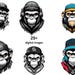 Monkey Head Clipart PNG Bundle, Commercial Use, Digital, Download ...
