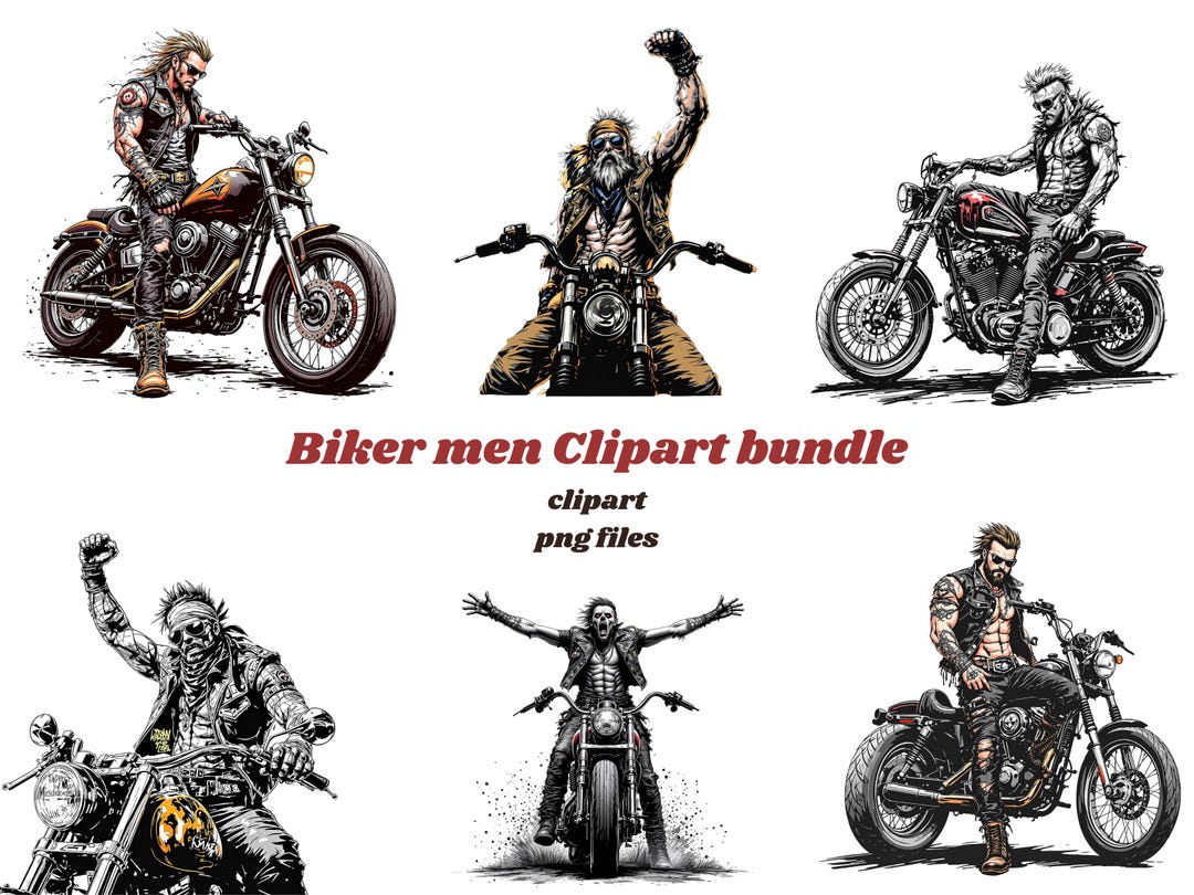 Men Biker Clip Art, Punk Biker Men Png, Male Motorcyclist Clipart, 50 ...
