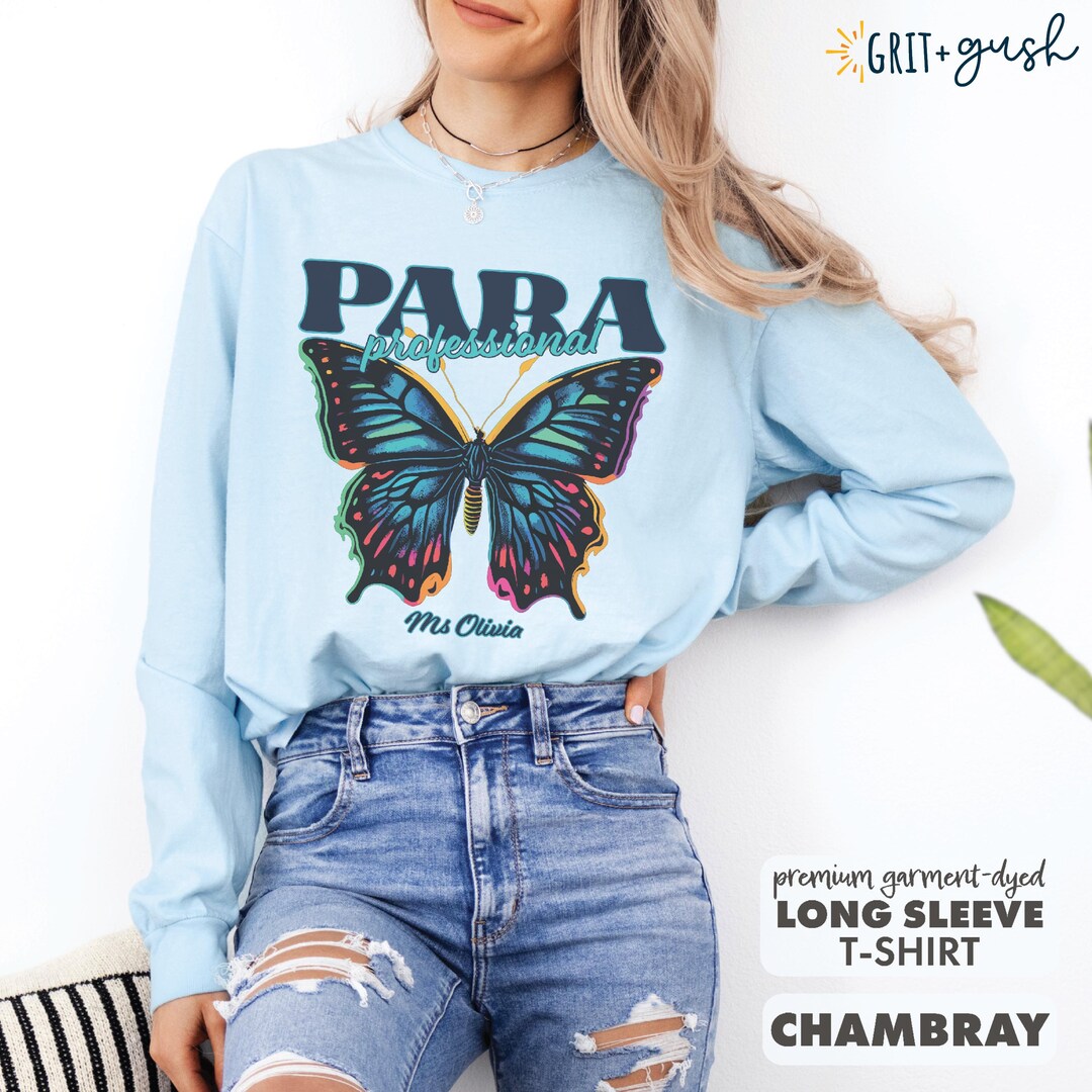 Personalized Paraprofessional Shirt Comfort Colors® Retro Butterfly ...