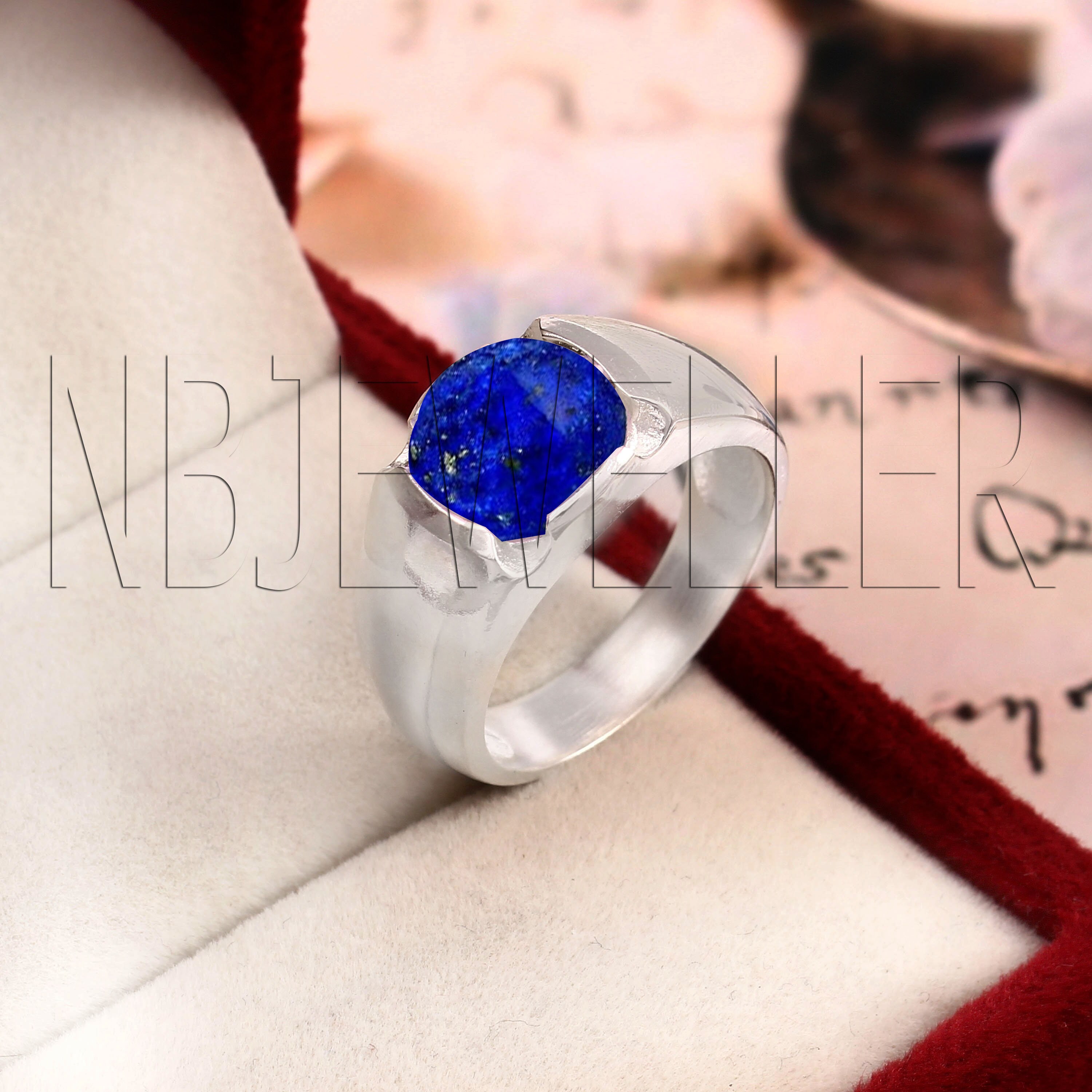 Natural Lapis Lazuli Ring, Mens Signet Ring, 925 Sterling Silver Ring ...
