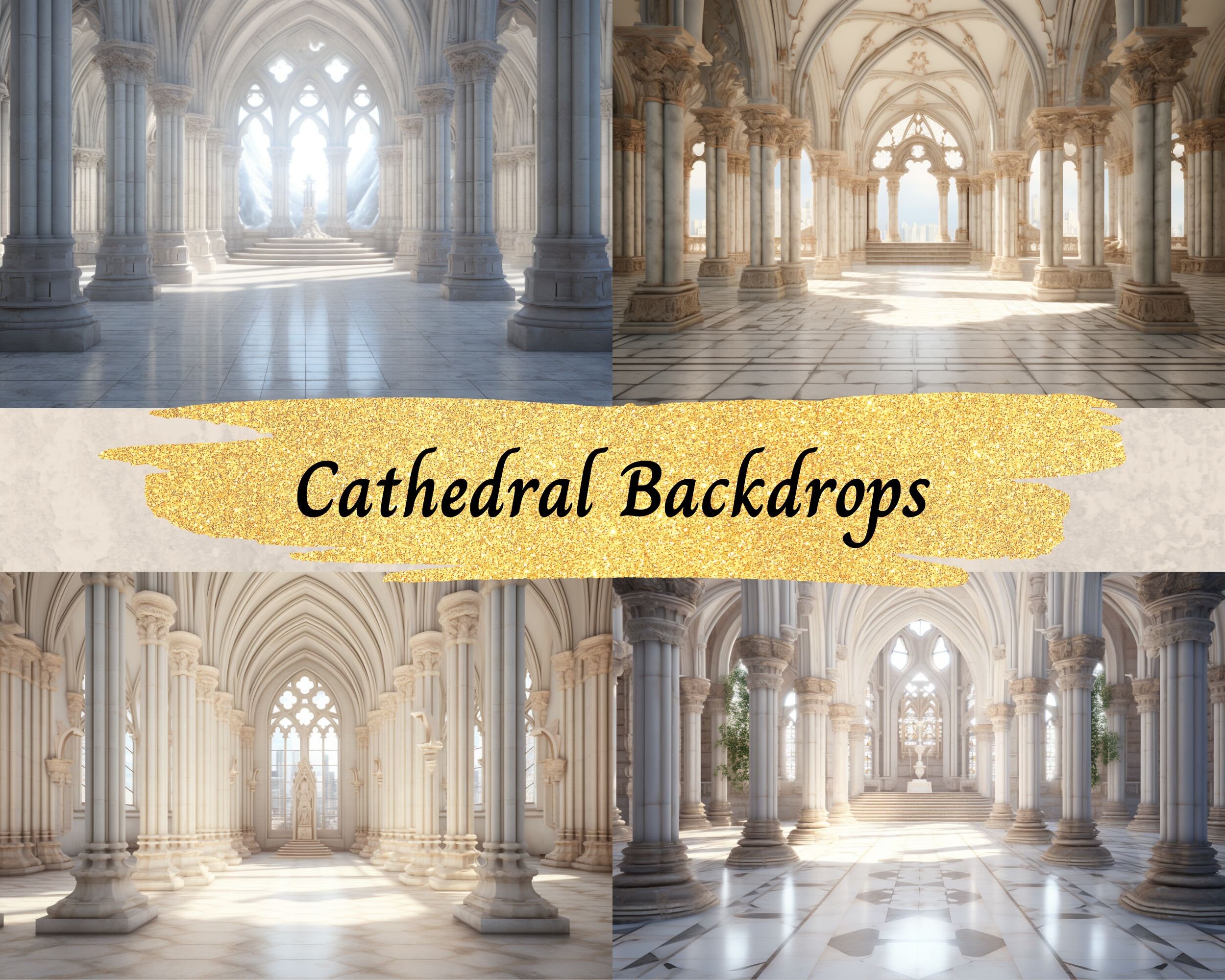 8 Majestic Cathedral-inspired Digital Backdrops Commercial License ...