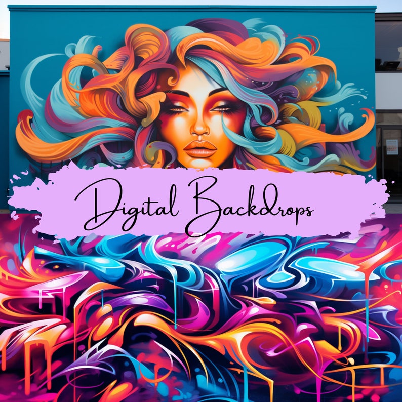 12 Vibrant Urban Graffiti Digital Photo Backdrops High-resolution City ...