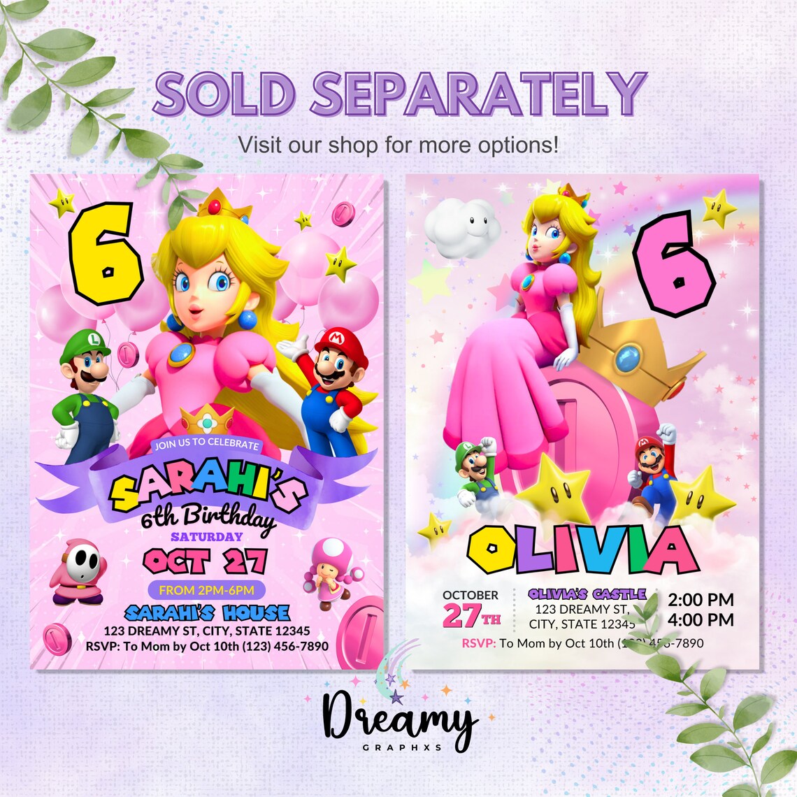 Princess Birthday Invite, Super Mario Bros, Super Mario Princess ...