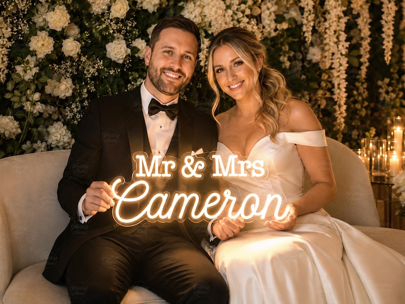 Custom Mr and Mrs Neon Sign for Wedding Reception, Customizable ...