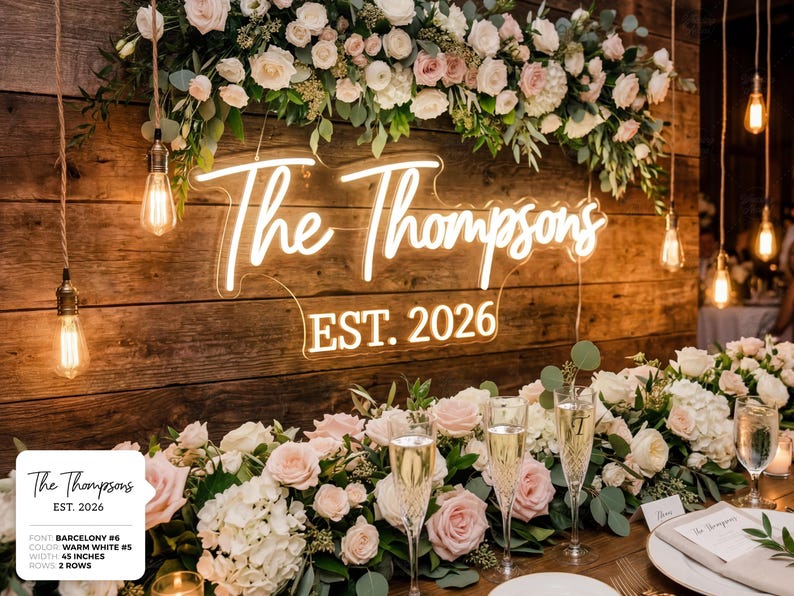 Custom Mr & Mrs Wedding Neon Sign, Personalized LED Backdrop Light ...